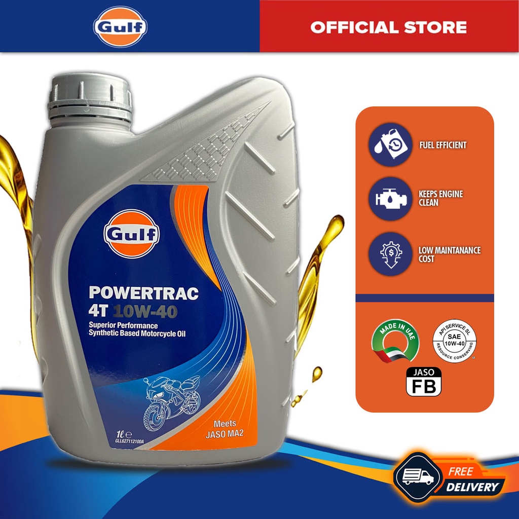GULF Power Trac 4T 10W40 Motorcycle Semi Synthetic Engine Oil (1L) | Shopee Malaysia