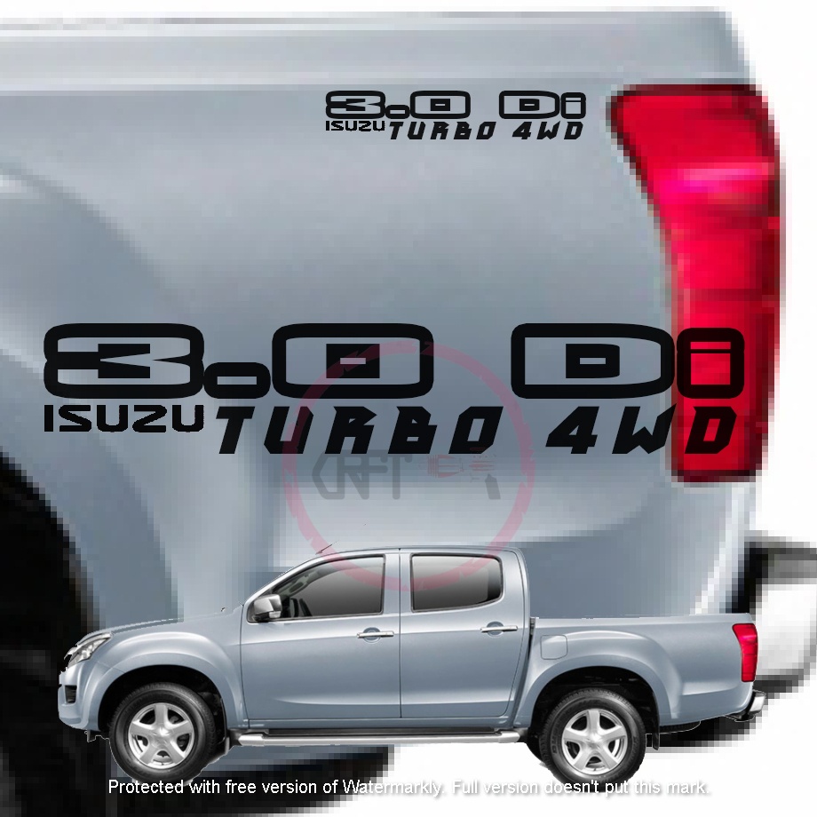 CFS238 ISUZU Dmax D'Max 4X4 4WD 3.0 Diesel Turbo(2pcs) Stiker Sticker Vinyl Decal Stripes Cermin ...