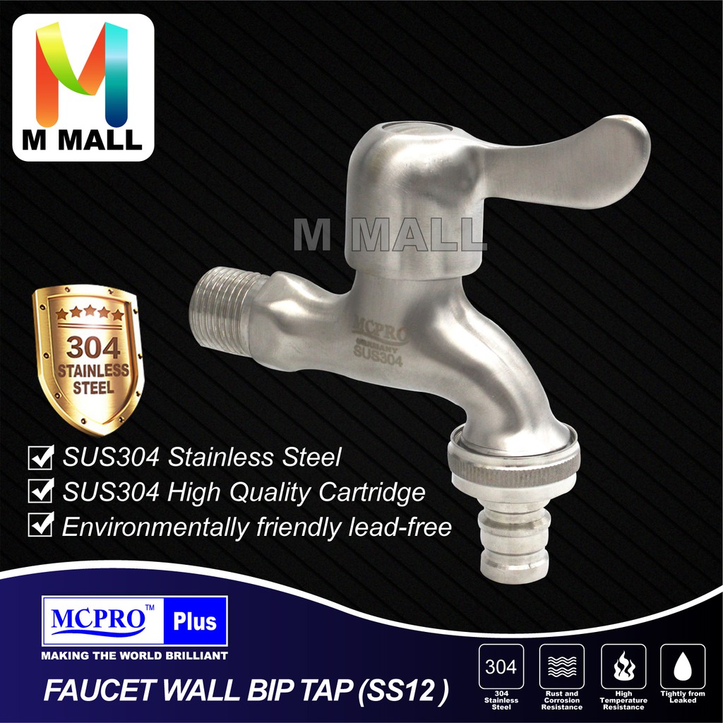MCPRO Germany Stainless Steel SUS304 Faucet Wall Bip Tap (SS12 ...