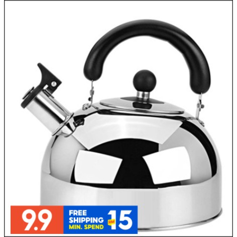 Whistling Tea Kettle - 4 Liter Stainless Steel Modern Dome Teapot Cerek ...
