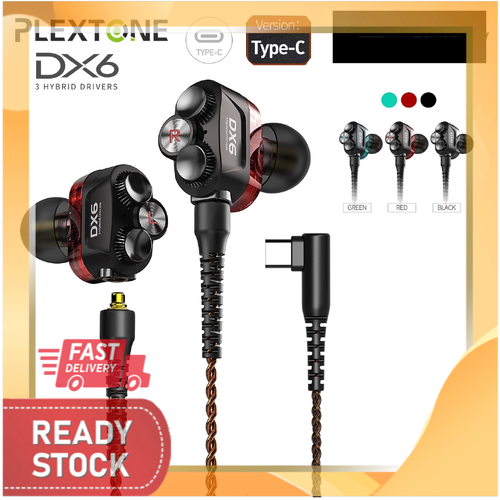Plextone DX6 Gaming Earphone Headset In-ear Earbud 3 Hybrid Drivers Detachable (Type C) | Shopee ...