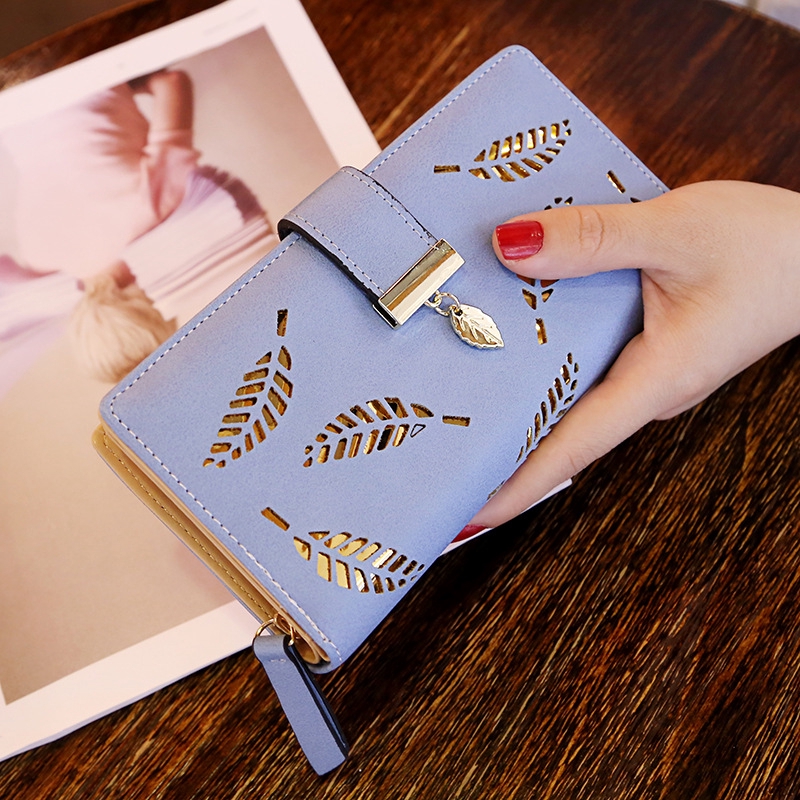 Beg tangan/purse Women Long Floral Hollow Money Wallet Leather Fold ...