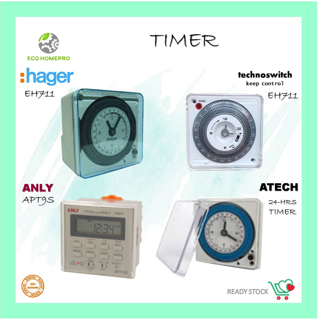 Hager/Atech/Technoswitch/Anly 24Hours Timer / Spring Reserve Timer / Digital Timer EH711 / AH711 ...