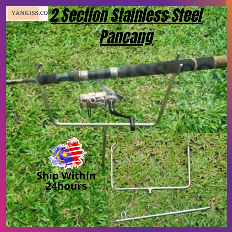 SS Two Section Stainless Steel Pancang Rod Stand For Fishing Pond ...