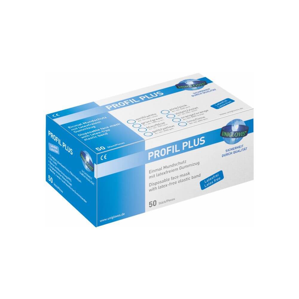 UNIGLOVES PROFIL PLUS DISPOSABLE MASK BOX WITH 50 SURGICAL FACE MASKS ...