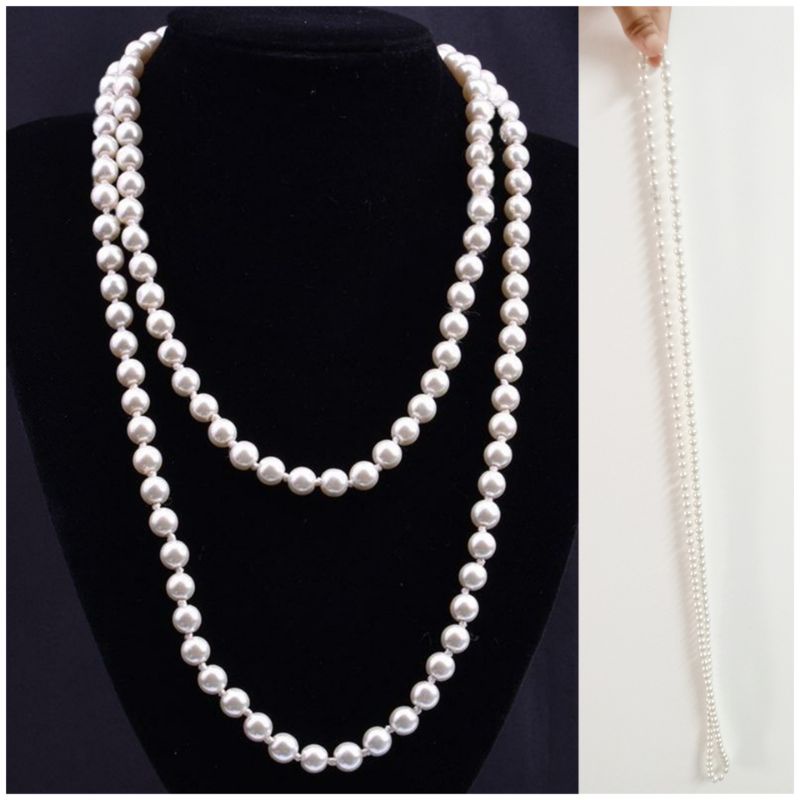 LZ 🇲🇾 [12 Warna] Rantai Manik Putih ala Mutiara 140 cm Panjang Manik ...