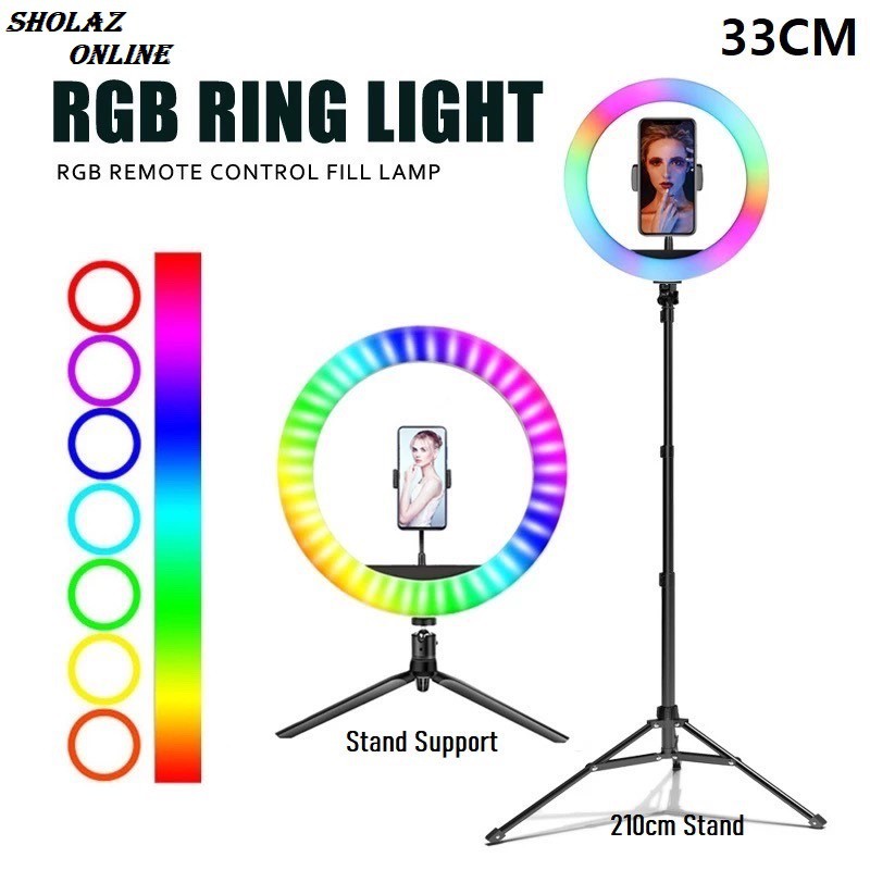 RGB LED Ring Light 13inch 33cm With Phone Clip Colorful Photography ...