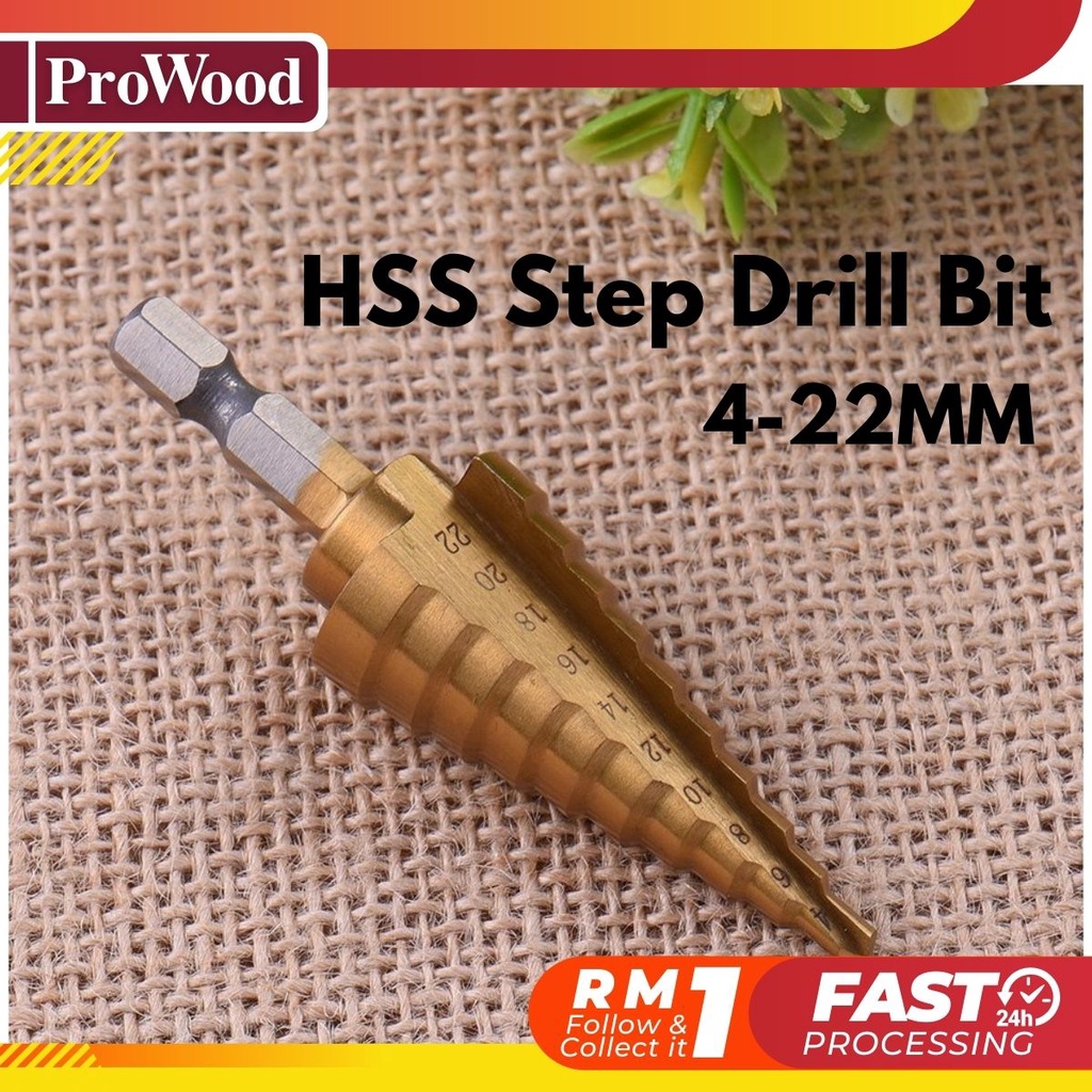 WESTFALIA 1Pcs HSS STUFENBOHRE Titanium 4-22MM Coated Step Drill Bit Hole Cutter | Shopee Malaysia