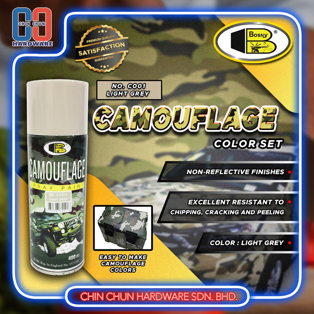 BOSNY C001 LIGHT GREY CAMOUFLAGE SPRAY PAINT|CAR SPRAY|PLASTIC SPRAY ...