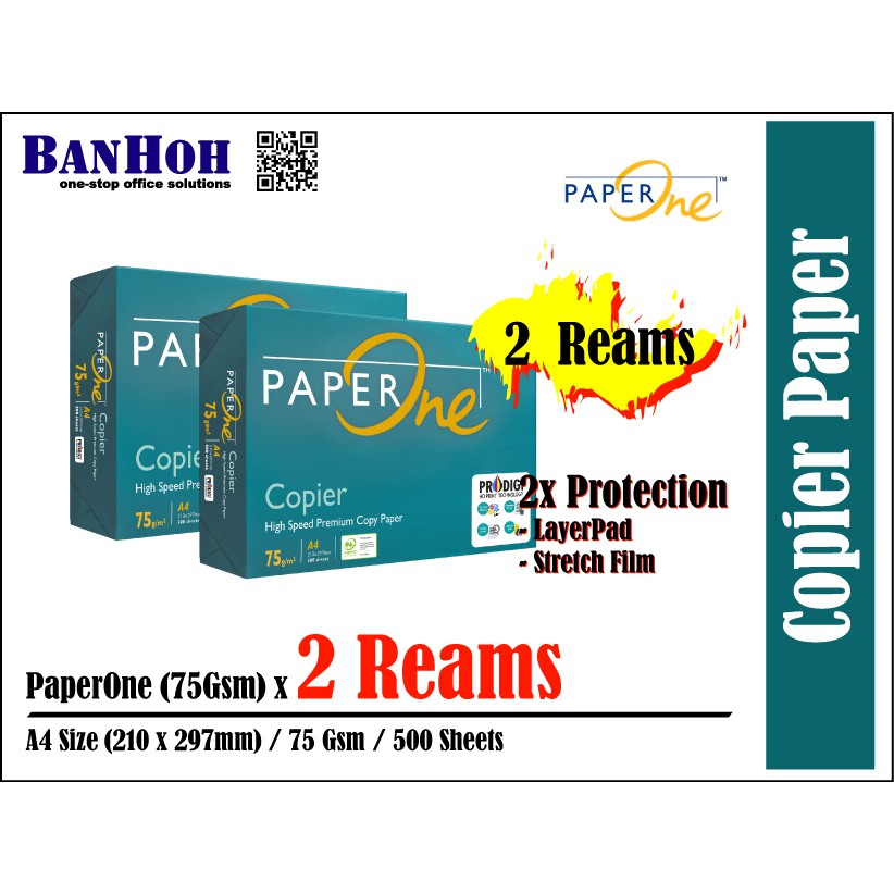 Smartist / Double a / PaperOne A4 Paper 70Gsm x 2 Reams/Pack | Shopee ...