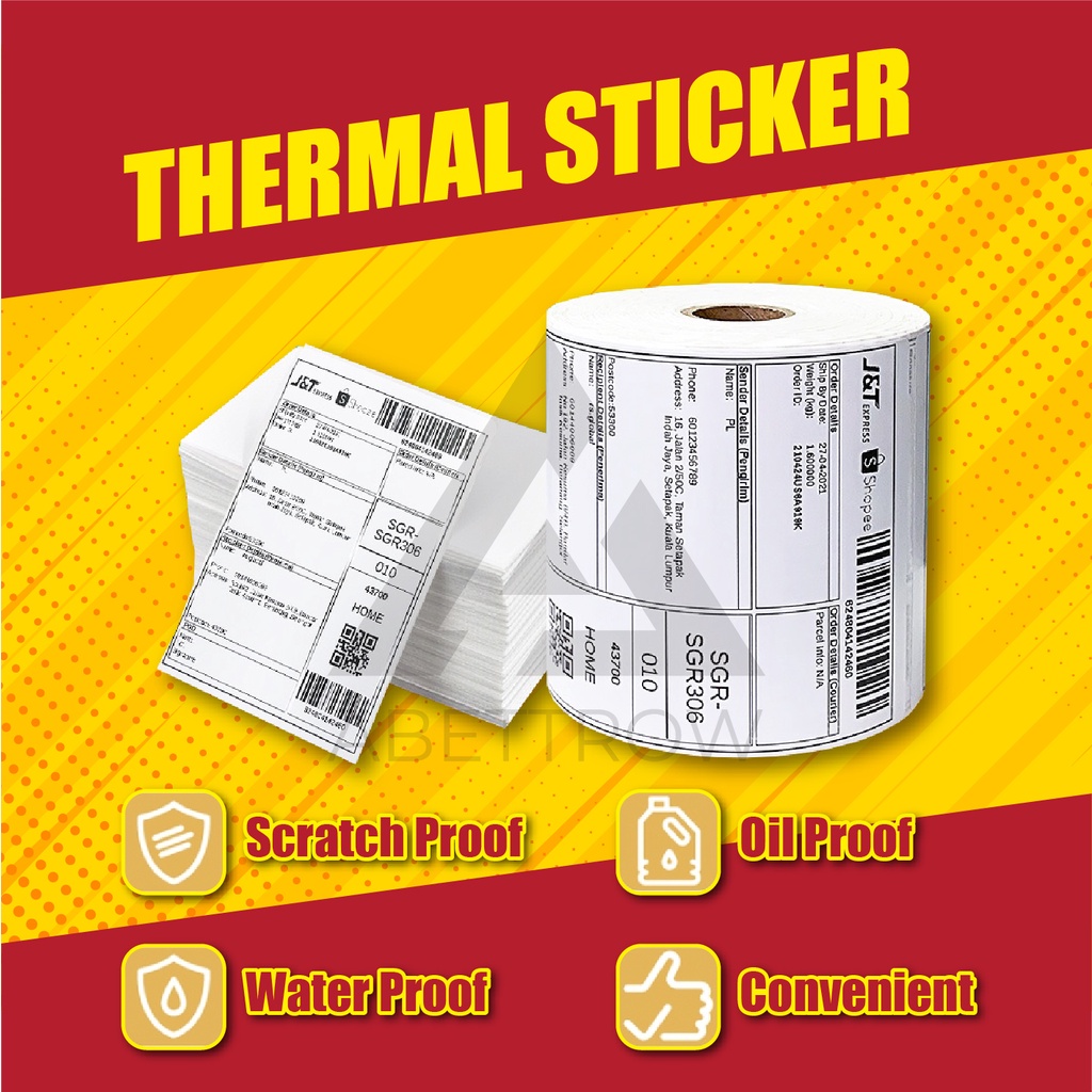 A6 Size 10 x 15 cm Airway Bill Sticker Thermal Sticker Roll Thermal ...