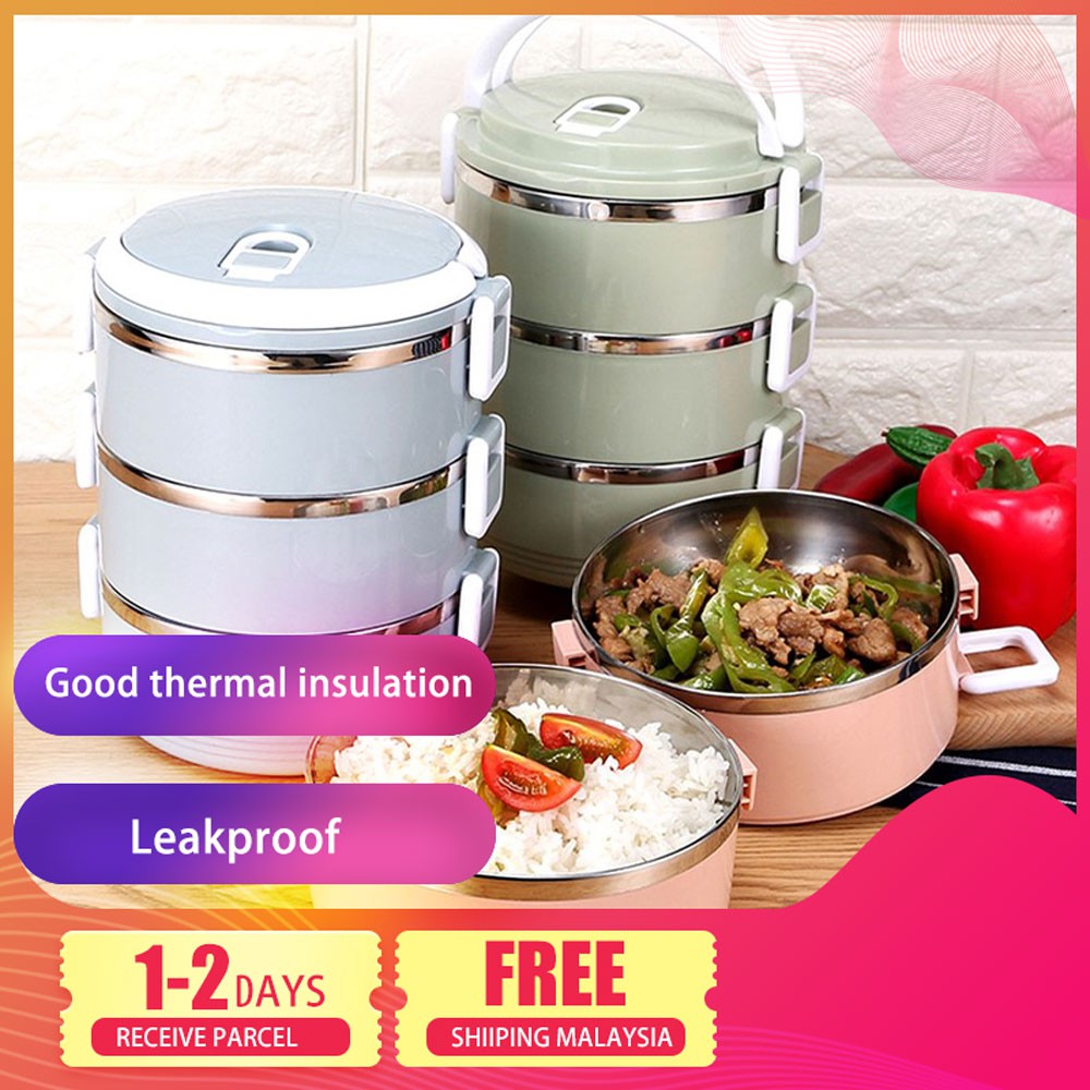🔥Ready Stock🔥Delly SLB-28 3 Layer Stainless Steel Bento Lunch Box Food ...