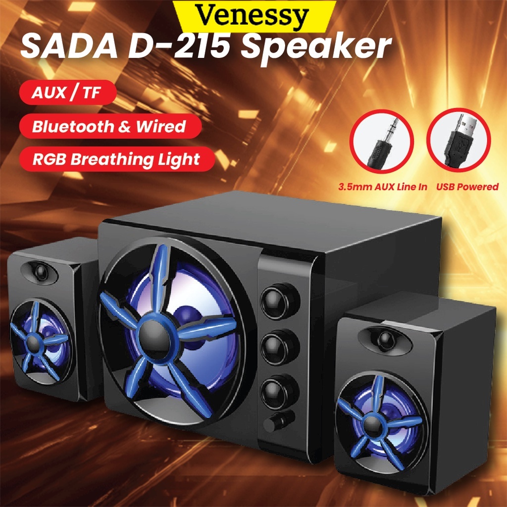 Sada D-215 RGB Light Full Range 3D Computer Desktop Notebook 2.1 ...