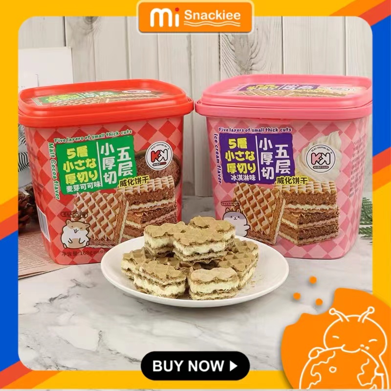 『超友味 』五层小厚切 冰淇淋味、麦芽可可味 168g /Yoman layer Waffle Ice Cream/Malt CoCo ...