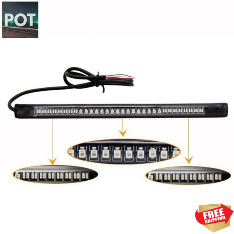 Motorcycle Backlight Flexible 48 LED Brake Turn Signal Lampu Strip ...