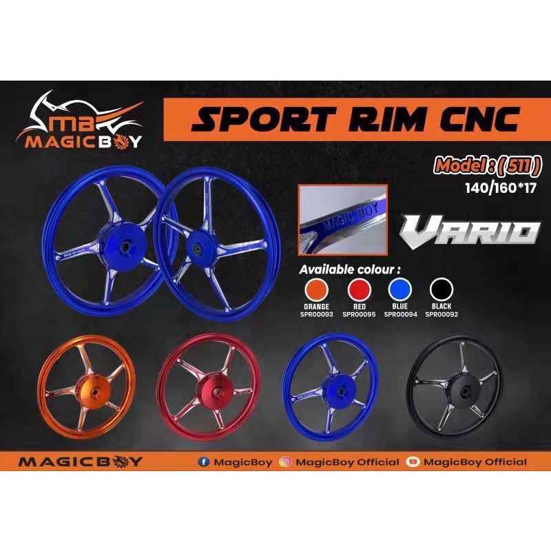 MAGICBOY SPORT RIM HONDA VARIO 155 FG511 SATU RIM FREE SATU T-SHIRT ...