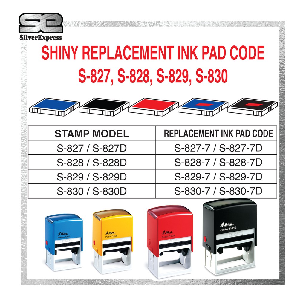 REPLACEMENT INK PAD SHINY S-827(D), S-828(D), S-829(D), S-830(D ...