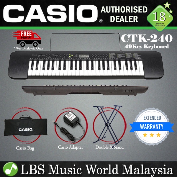 CASIO CTK-240 49-Keys Standard Keyboard With stand (CTK 240 CTK240 ...