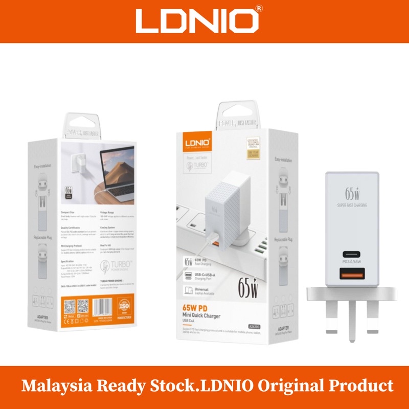 LDNIO Model A2620C PD Fast Charging Adapter (65W) | Shopee Malaysia