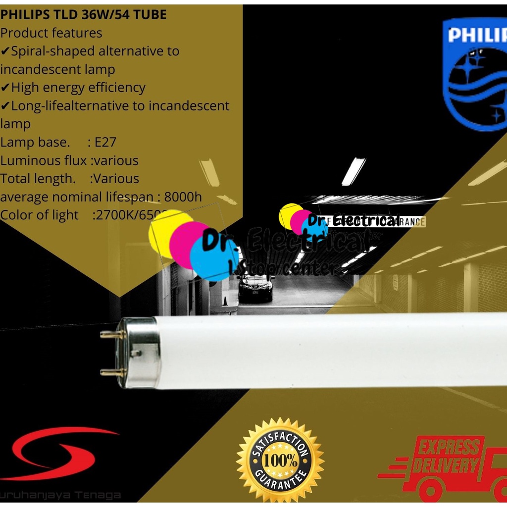 Philips TLD Tube Lifemax 36W(/865/840/827 (CLEAR/YELLOW/DARK YELLOW ...