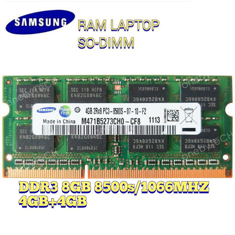 SAMSUNG BRAND RAM LAPTOP SO-DIMM DDR3 8GB 1066MHZ (4GB+4GB) | Shopee ...