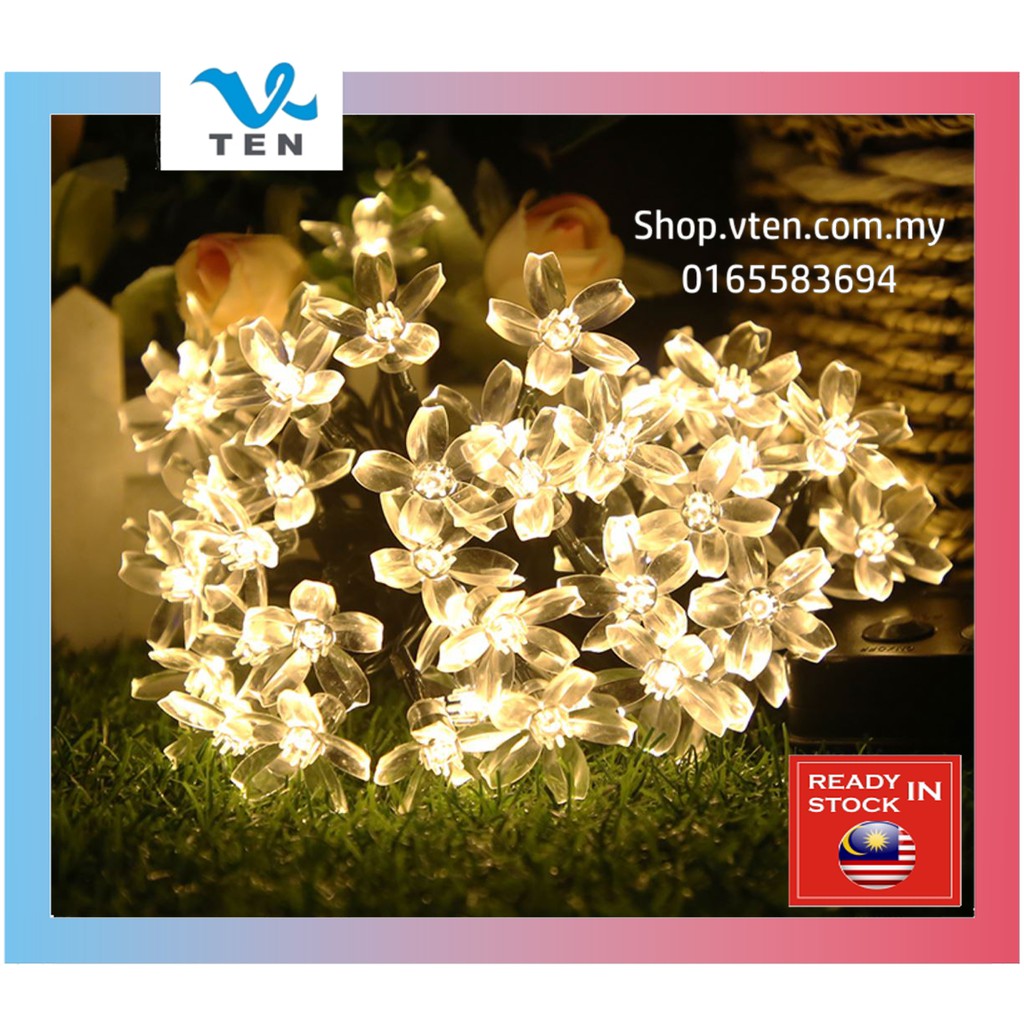 10Meter 100LEDS Cherry Blossom Flower LED Light Fairy Light Decoration ...