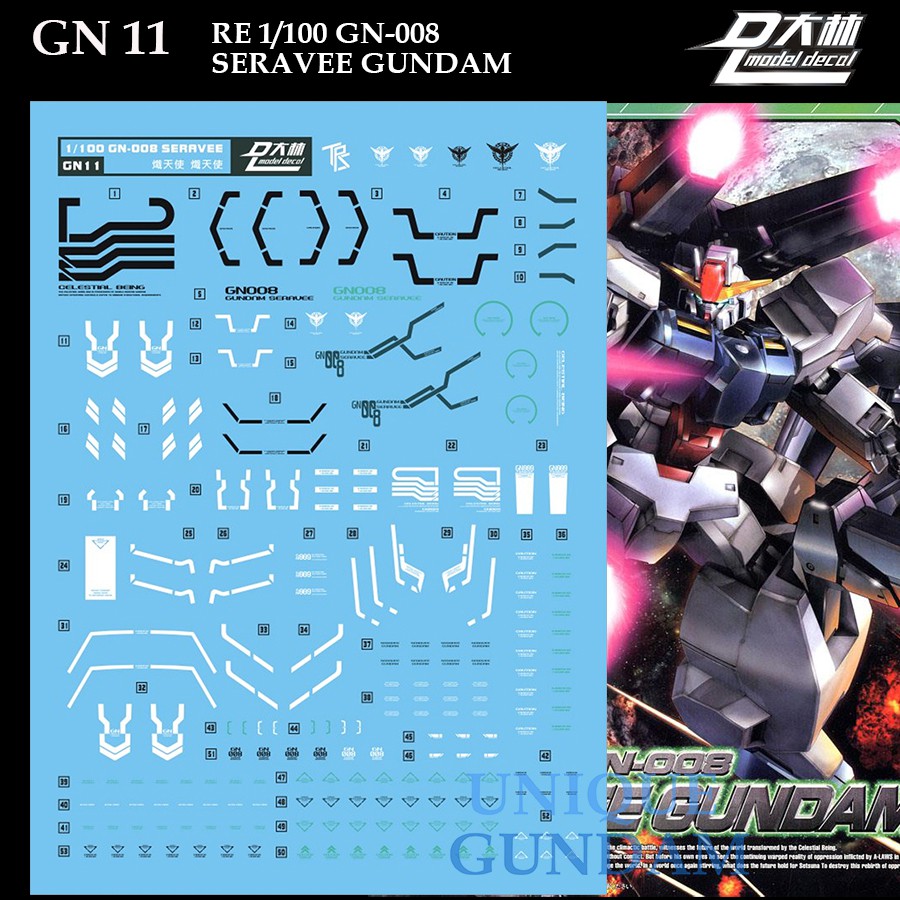 [DALIN] GN11 [1] RE 1/100 GN-008 SERAVEE GUNDAM WATER SLIDE DECAL ...