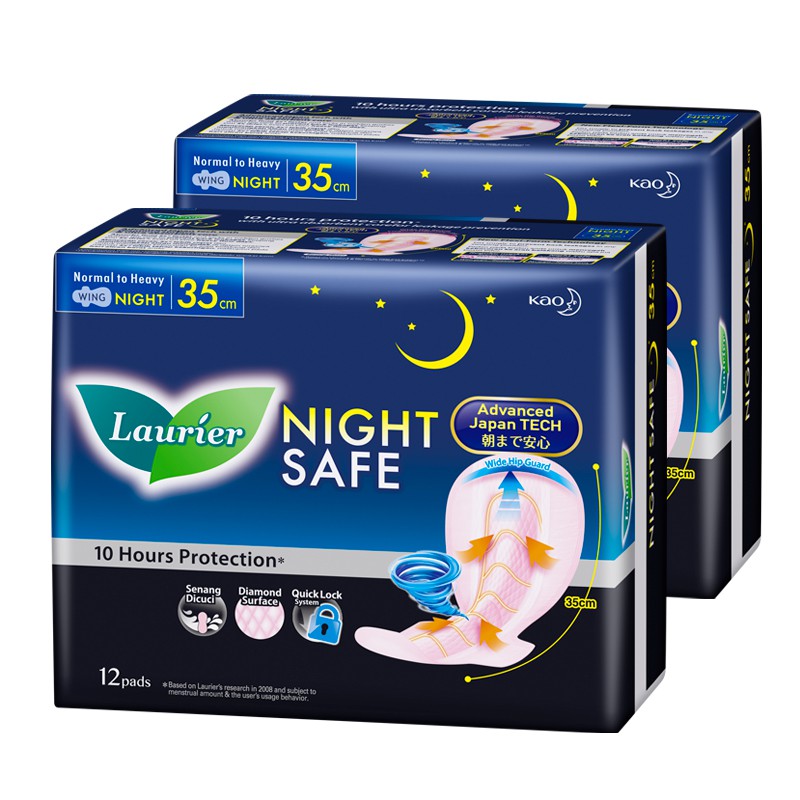 LAURIER Night Safe Wing Twin Pack (35cm x 12s) | Shopee Malaysia