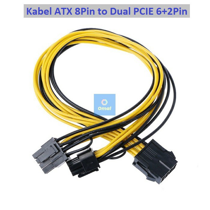 Atx 8pin Female to Dual 8pin 6+2 Female VGA PSU Power PCIE Cable ...