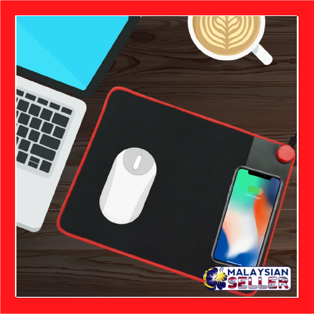 2in1 Portable Wireless Charger Fabric Mouse Pad for iPhone X Samsung S8 S9 S8+ S9+ Huawei Mate ...