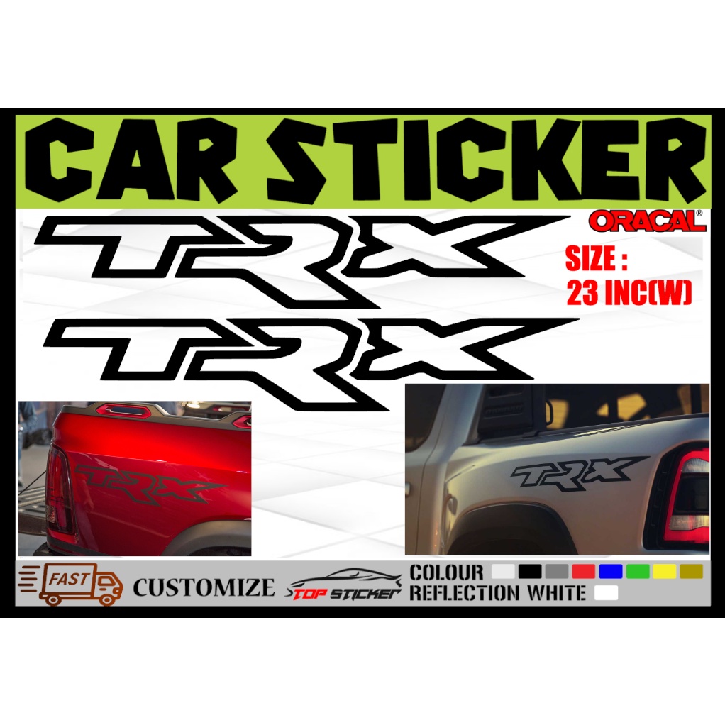 2 PCS TRX SIDE REAR CAR STICKER KERETA STICKERS DODGE RAM FORD 4X4 ...