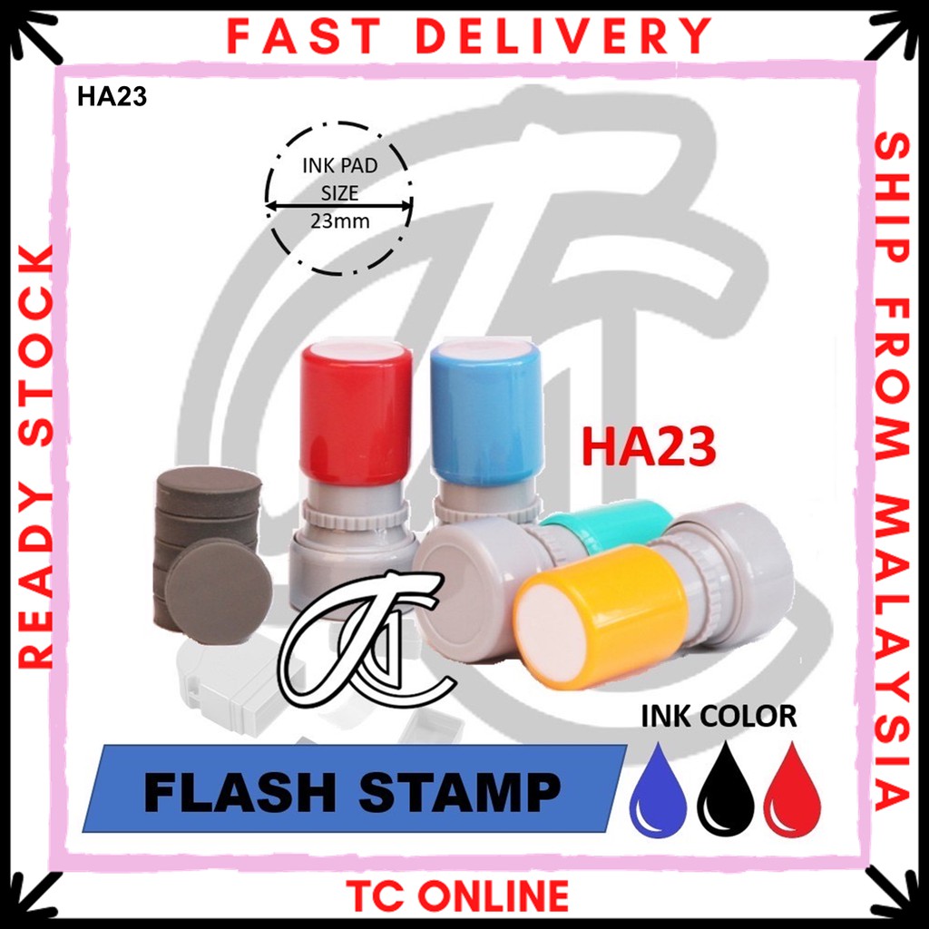 FLASH STAMP ROUND CHOP CIRCLE COMPANY CHOP RUBBER STAMP 23MM CUSTOMIZED ...
