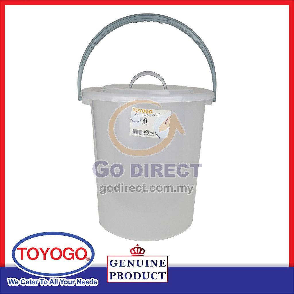 TOYOGO 8 Gal / 30 Litres Pail w Cover Water Food Grade Basin Tub Air ...