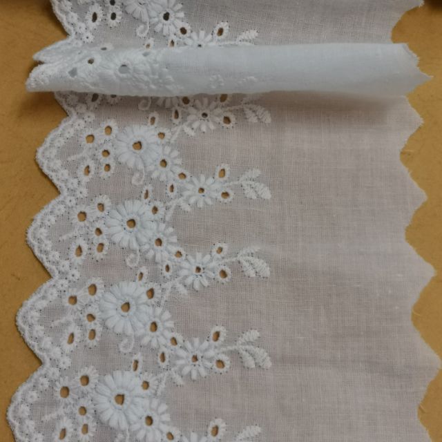 * Ready Stock * 11cm Renda Cotton Putih / Cotton Lace Putih 0.5m/pack ...