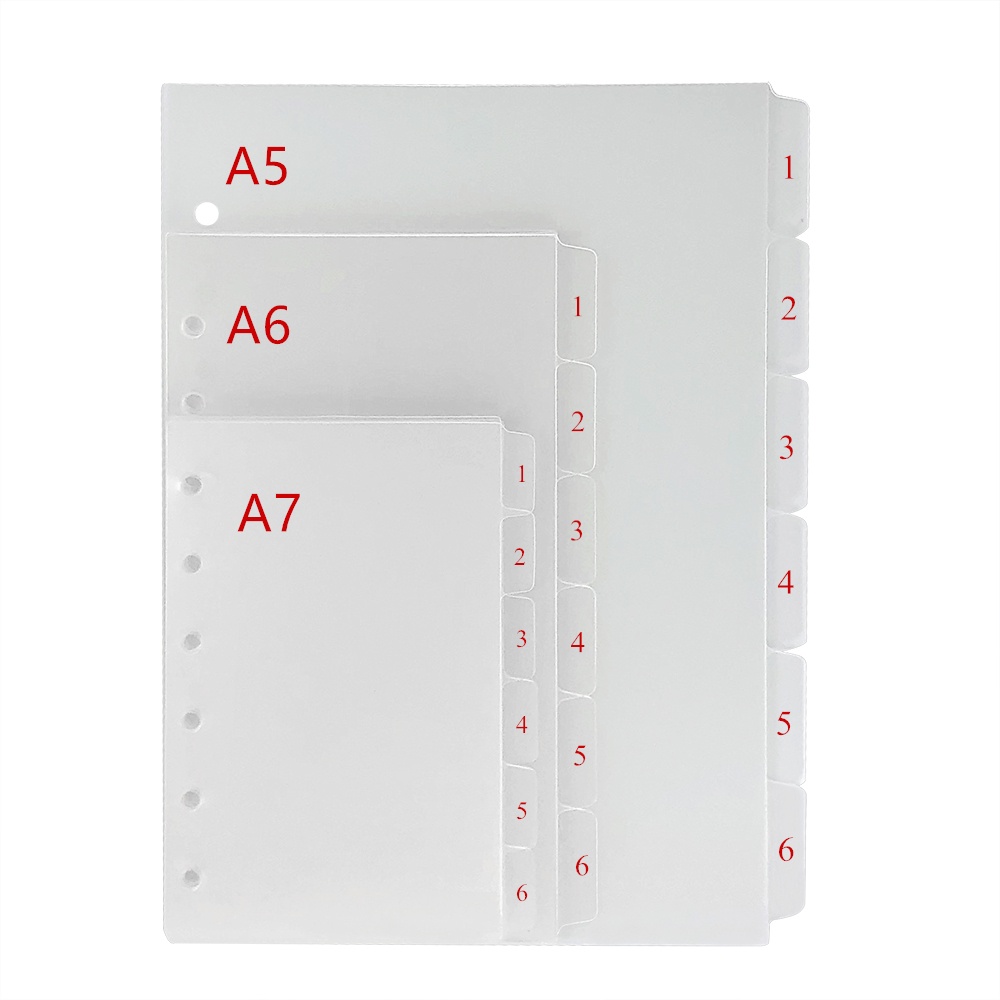 A5 A6 A7 Frosted PP 6-Tab Divider Index Pages Plate for Protecting ...