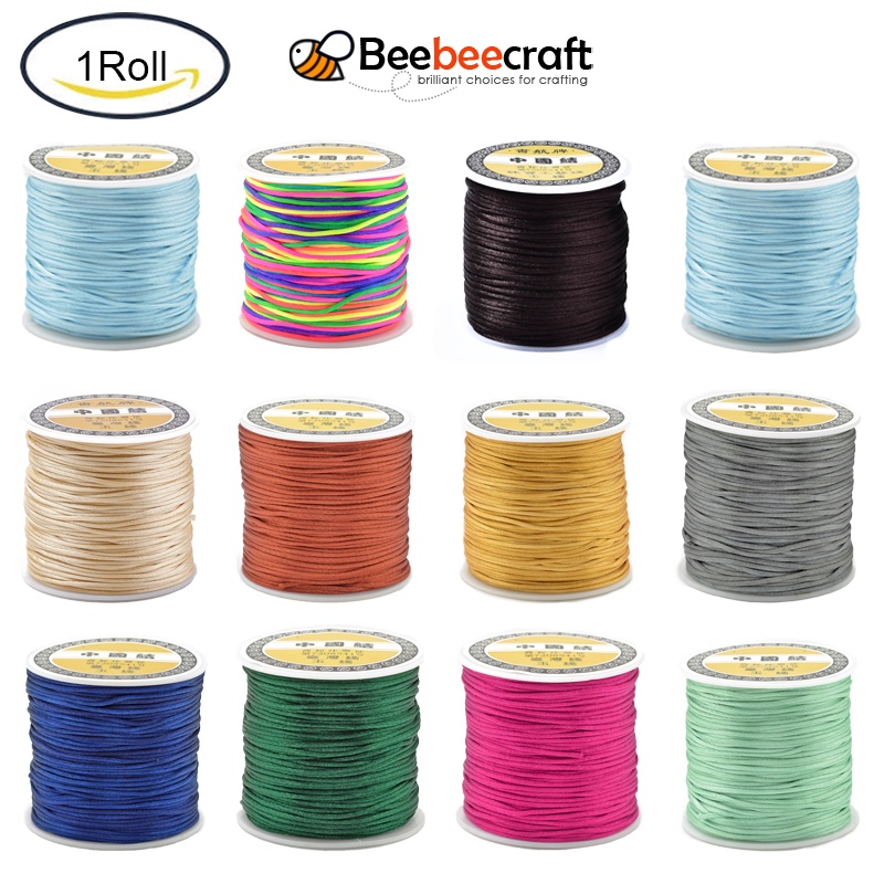 Beebeecraft 1Roll Nylon Thread Rattail Satin Cord Light Sky Blue about ...