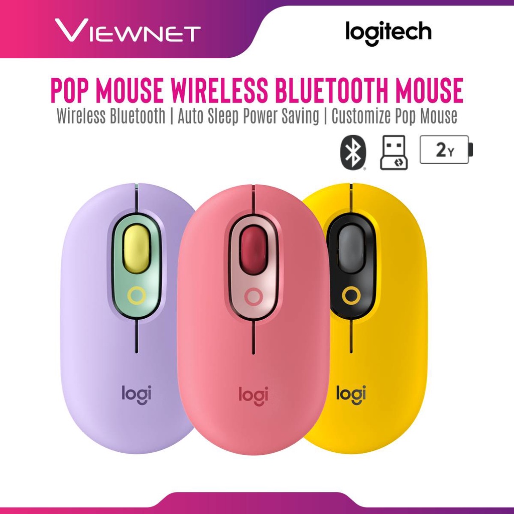 LOGITECH POP MOUSE WIRELESS CUSTOMIZABLE EMOJIS | SILENT TOUCH ...