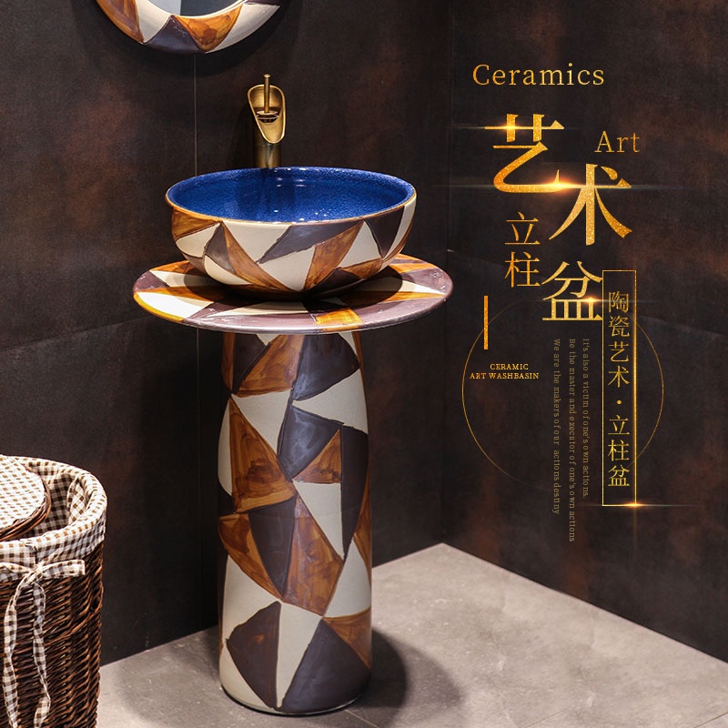 WLEPedestal Basin Outdoor Ceramic Floor Sink Balcony Integrated Inter ...