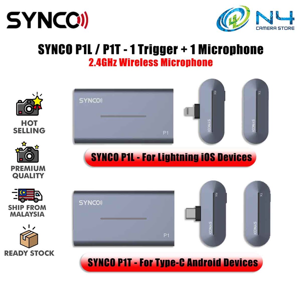 SYNCO P1 P1L P1T Wireless Microphone System 2.4GHz Dual Channel Real Time Condenser Mic for Type ...