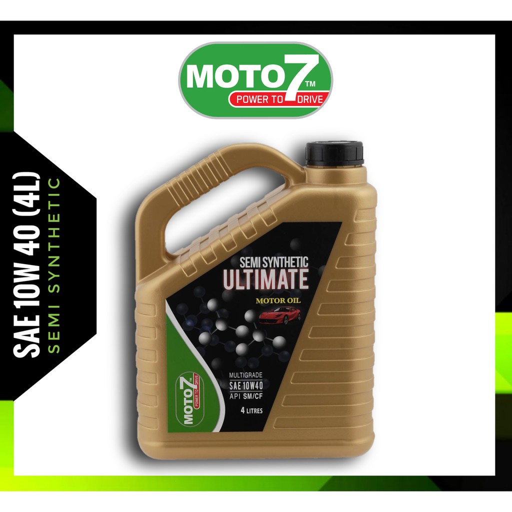 MOTO7 Ultimate SAE 10W40 SM/CF 4L Semi Synthetic Engine Oil Lubricant / Minyak Enjin Hitam 10W ...