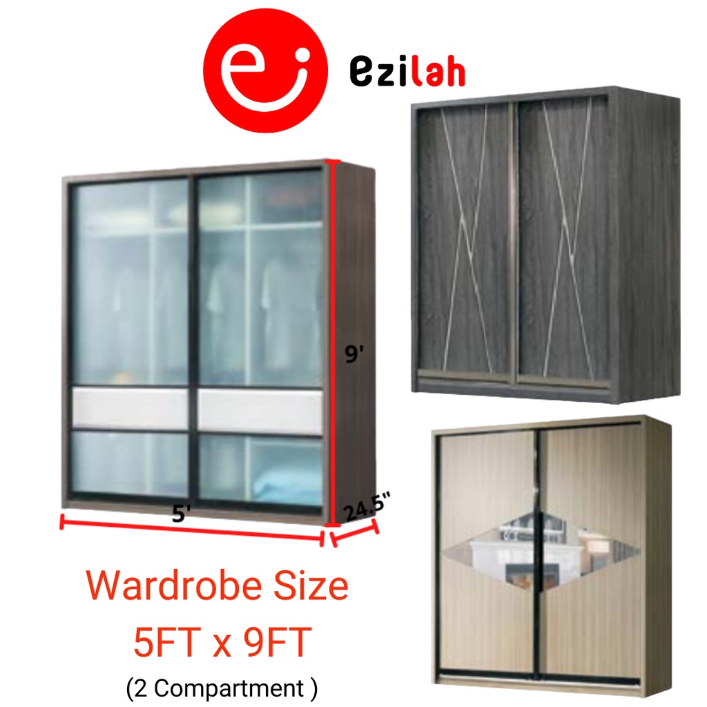 Custom Made Sliding Wardrobe/ Melamine Wardrobe (5ft x 9ft) | Shopee ...