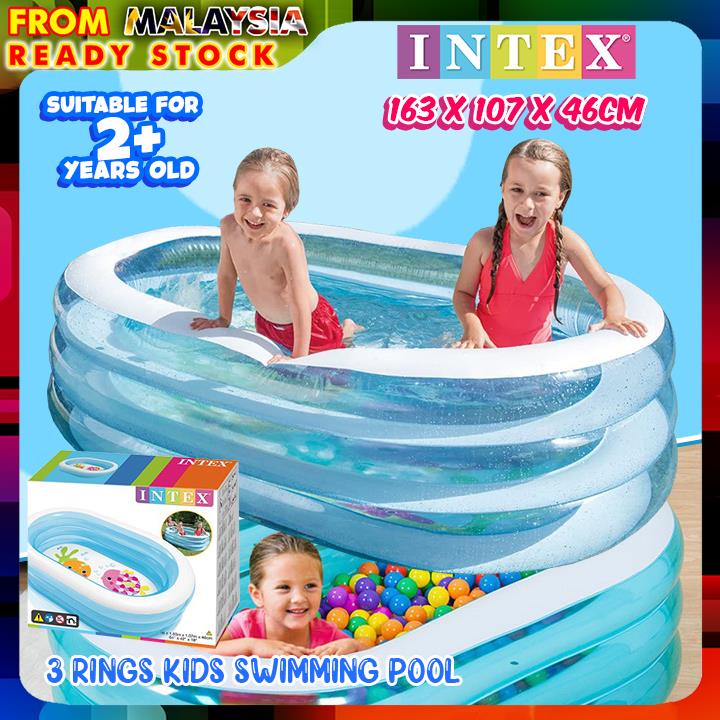 INTEX 57482 3 Rings My Sea Friends Transparent Inflatable Swimming Pool Kids baby Children Swim ...