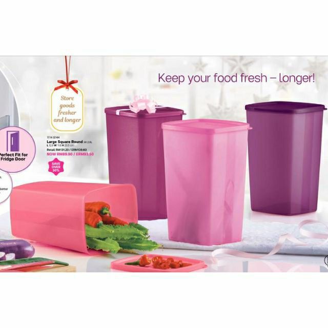 Tupperware Large Square Round 2.0L (4pcs) | Shopee Malaysia