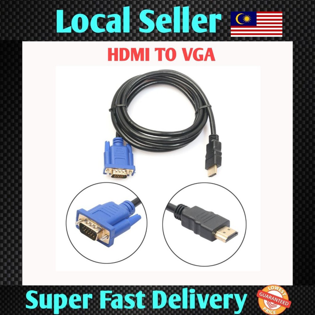 🔥Local Seller🔥 HDMI To VGA Converter Cable For PC Laptop Tablet High ...