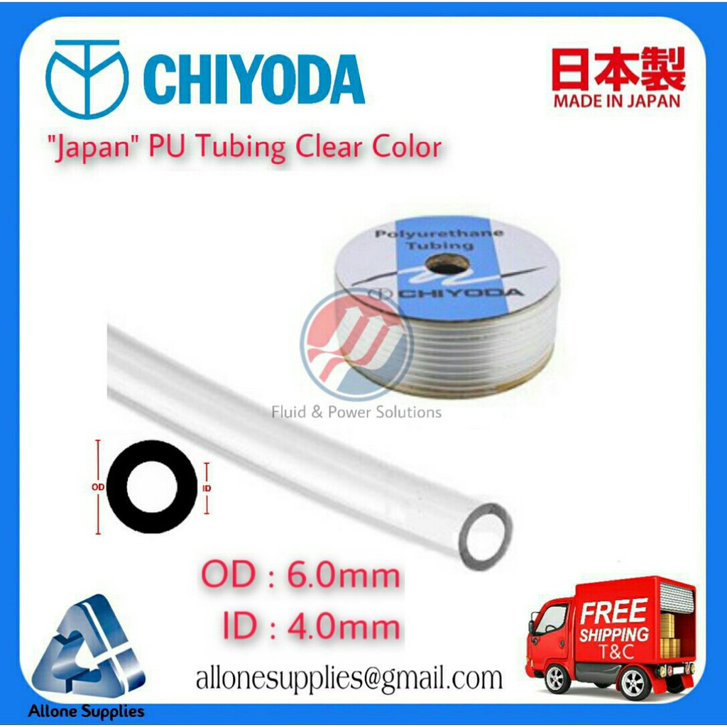 Chiyoda "Made in Japan" TE-6x4 [100m] PU Tubing, Hydrolysis polyurethane tubing, for fluid Air ...