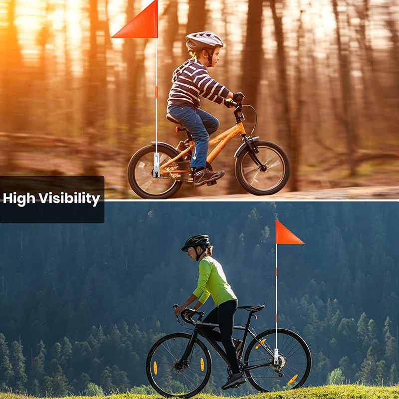 🔥Safety Flag with Pole,6 Foot Adjustable High Visibility Bike Flag ...