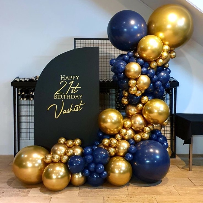 89 pcs/set navy blue balloon arch garland kit chrome gold balloons for baby shower graduation ...