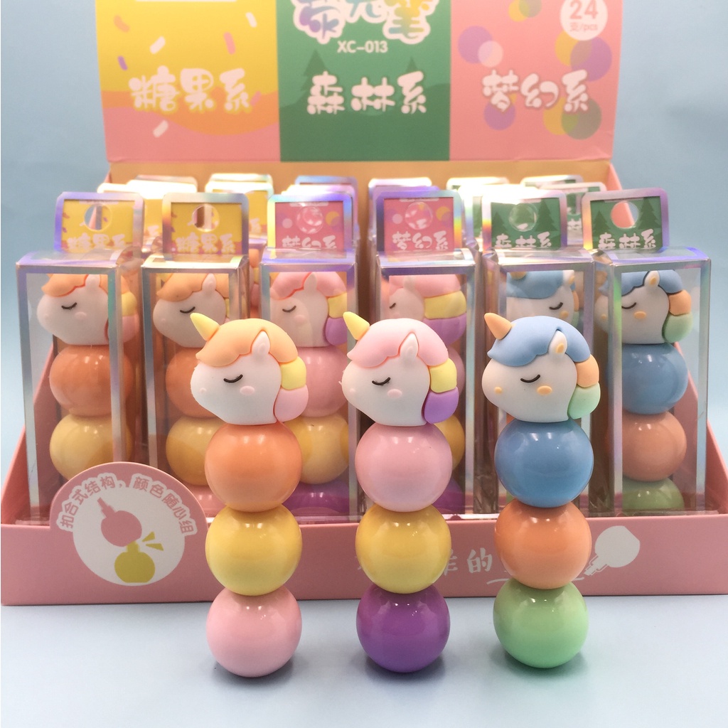 STABILO 3d Unicorn Highlighter Stacked 1 Set Pastel Marker Highlighter ...