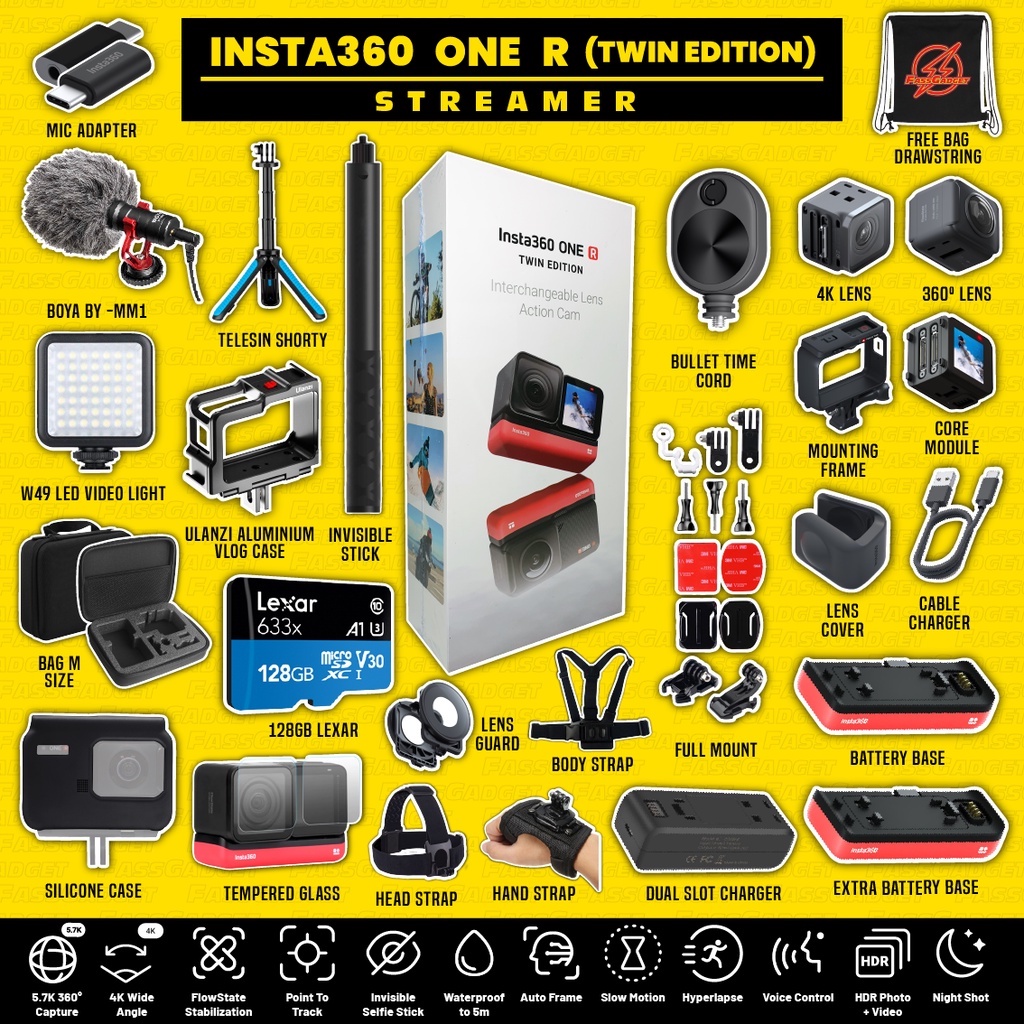 (READYSTOCK) Insta360 One R Twin Lens 4K Lens And 360 Lens (1 Year ...
