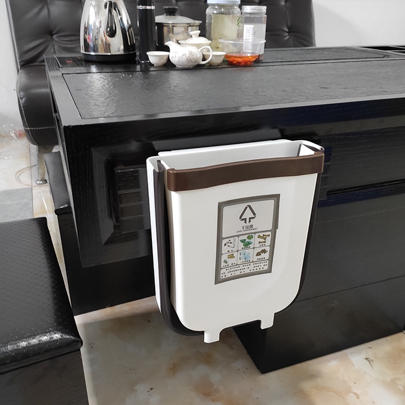 Foldable Dustbin Folding Waste Bin Kitchen Cabinet Door Hanging Trash ...